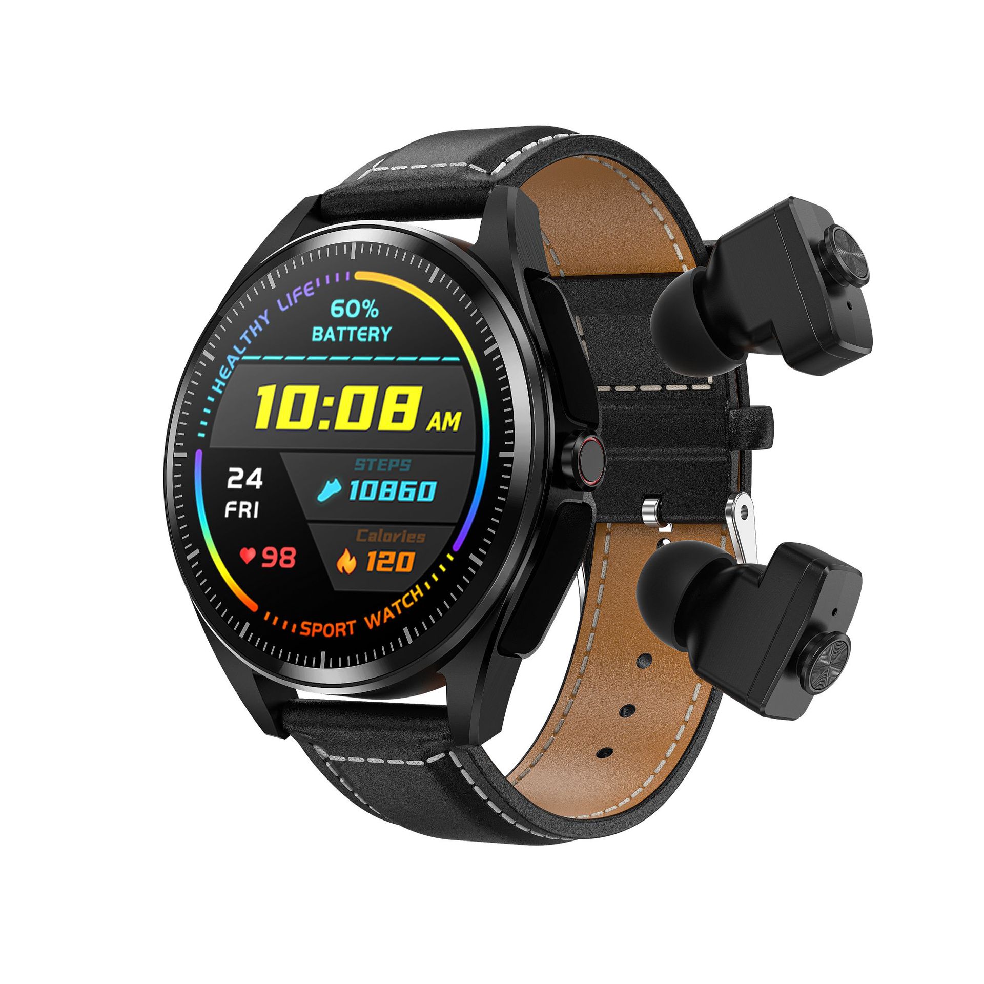 Ceas smartwatch ZEEVOS f26 cu casti bluetooth incorporate, NFC, memorie ...