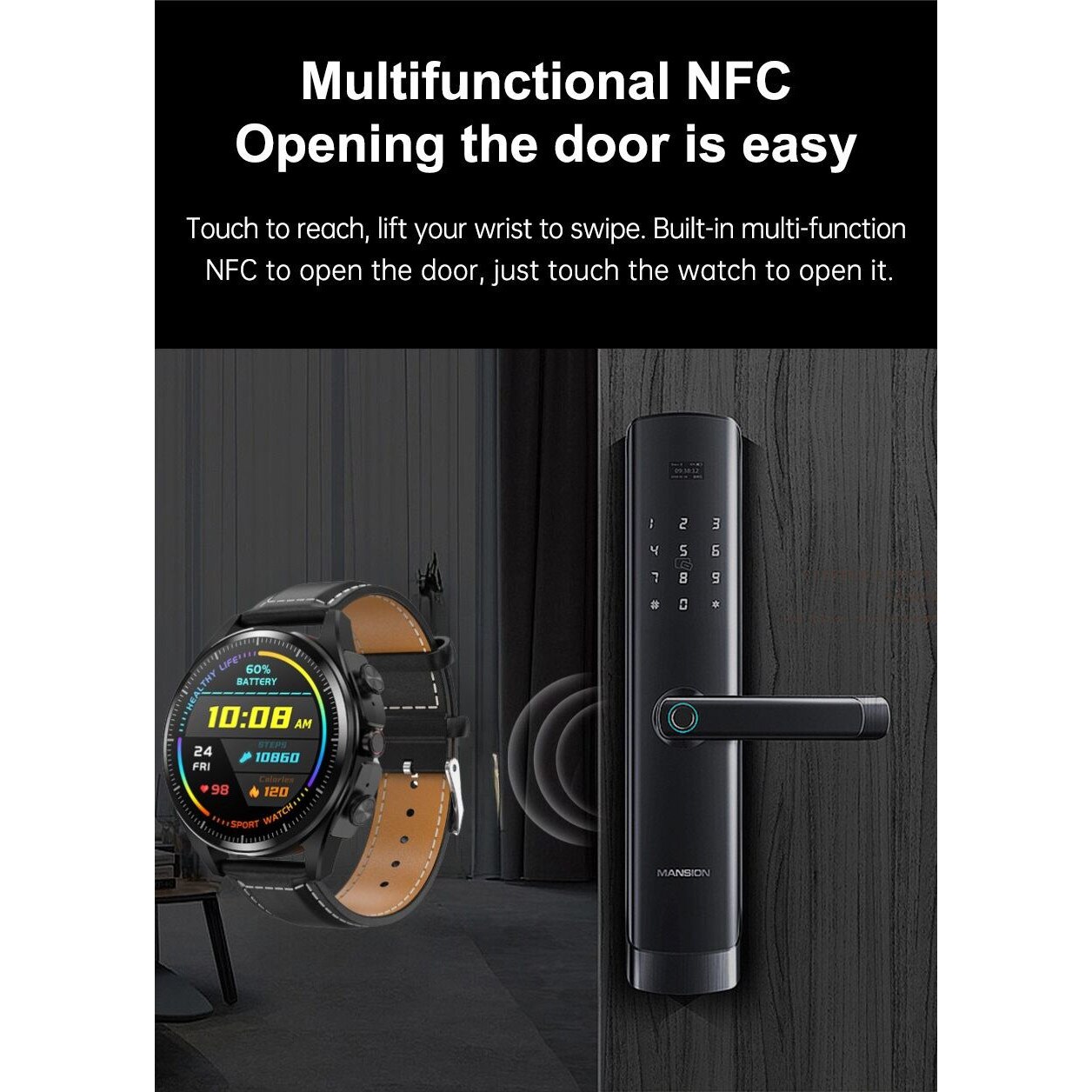 Ceas smartwatch ZEEVOS f26 cu casti bluetooth incorporate, NFC, memorie ...