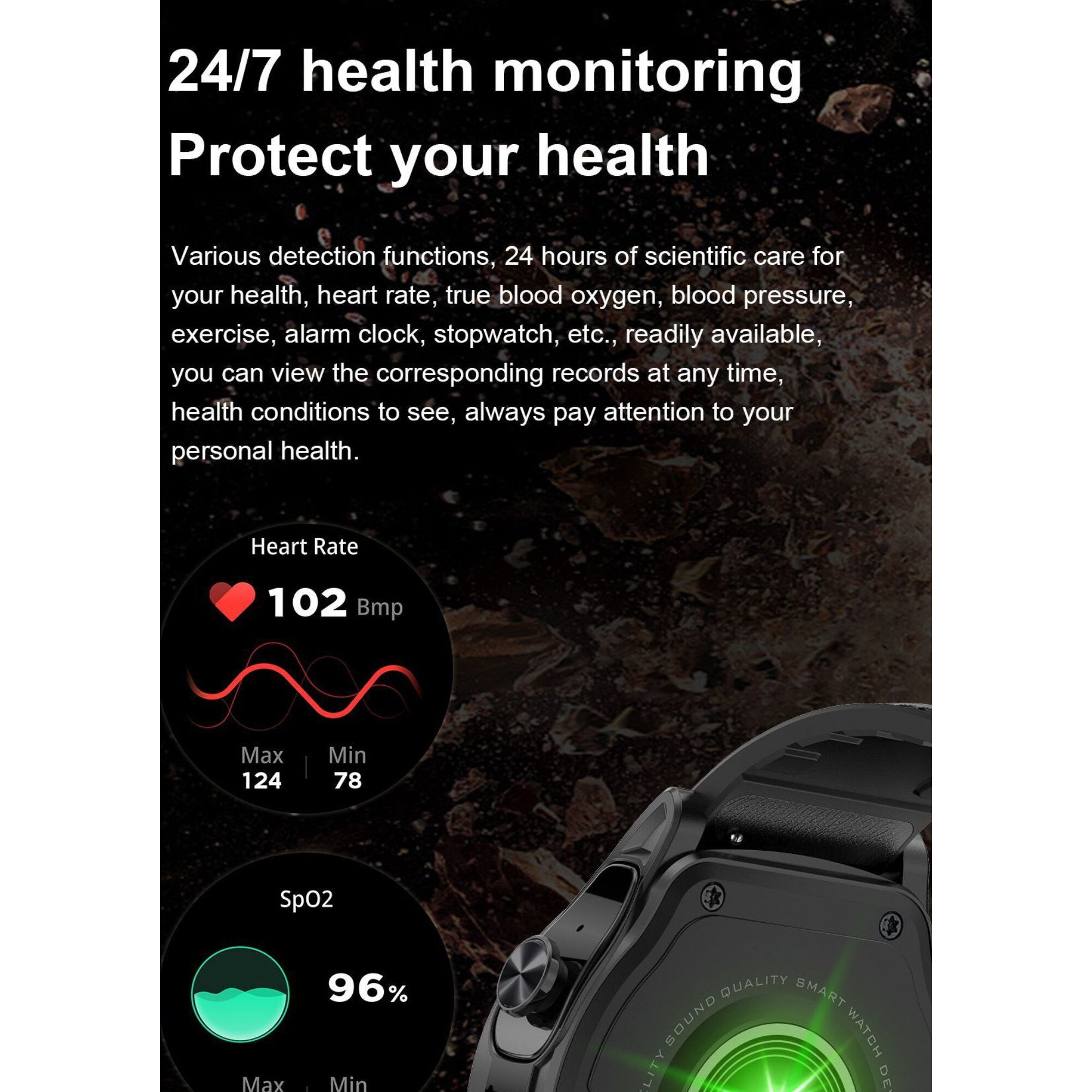 Ceas smartwatch ZEEVOS cu casti bluetooth incorporate, apel bluetooth ...