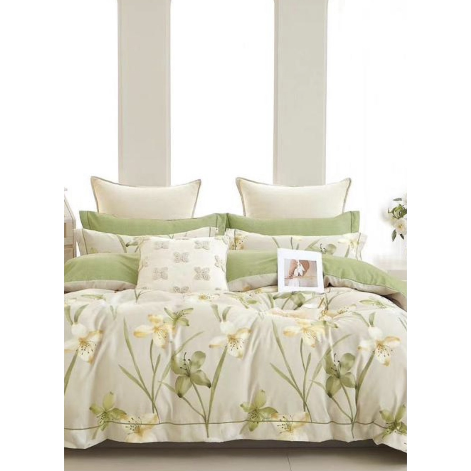 Set Lenjerie de pat dublu, 2 persoane, Pucioasa, Bumbac, 6 Piese ...