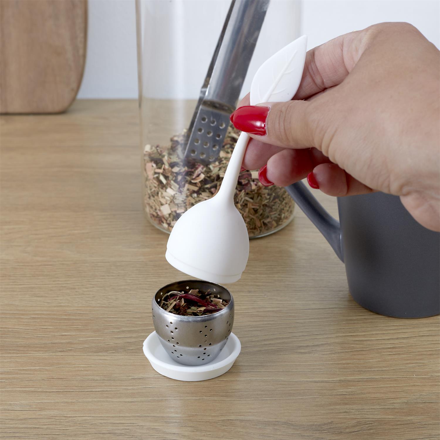 Infuzor inox si silicon pentru ceai varsat sau plante, Happymax - eMAG.ro