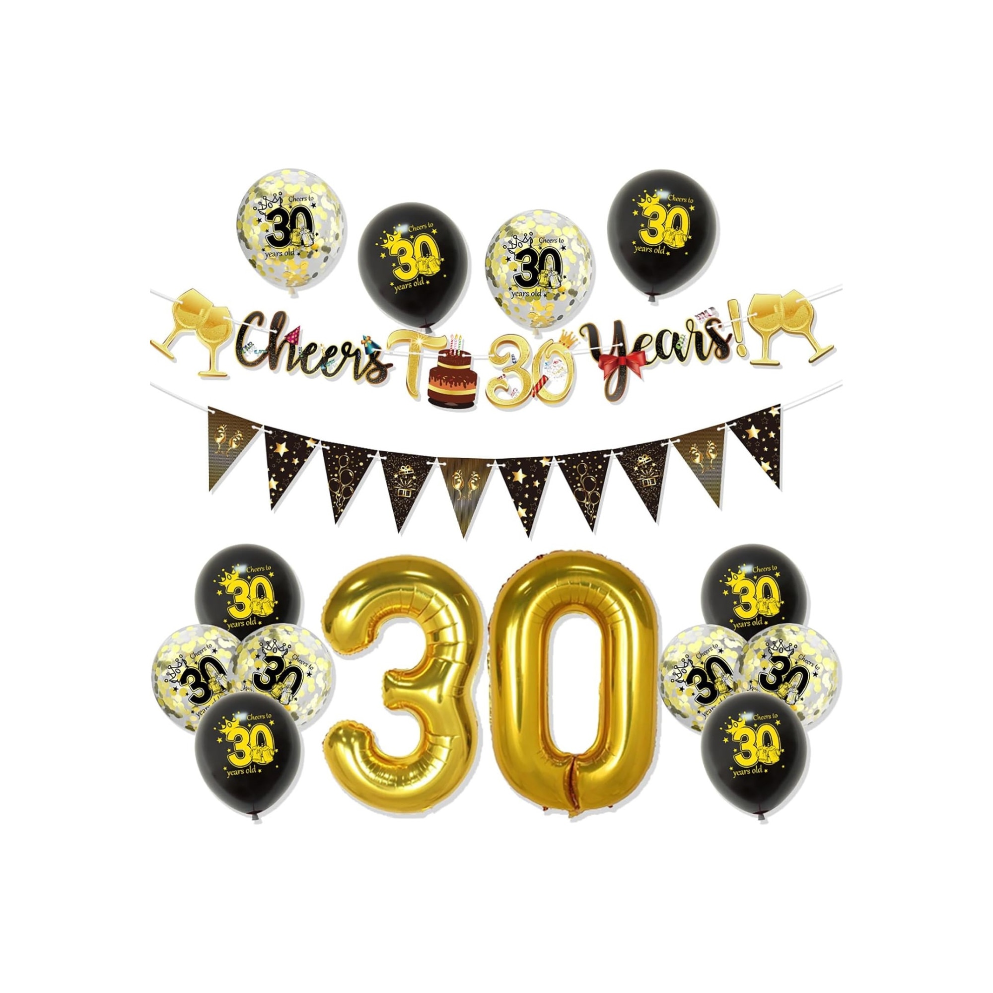 Set Baloane si Decoratiuni pentru Aniversare 30 ani, Latex si Folie ...