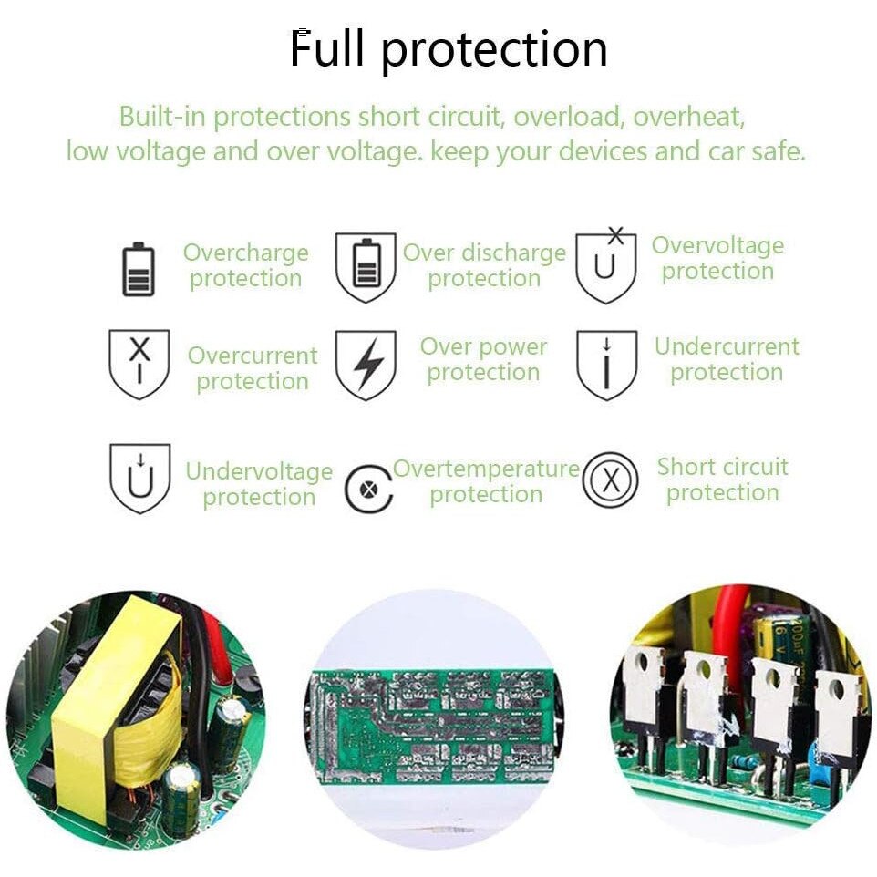 Invertor de tensiune, MOSMAOO®, 12V – 220V, putere 2000W, Conectare la bricheta sau la baterie ...