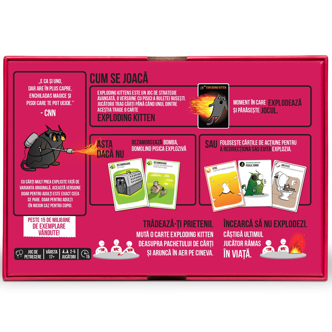 Joc Exploding Kittens, pentru adulti, lb. romana - eMAG.ro