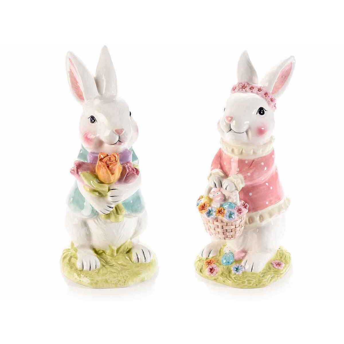 Set 2 figurine Iepurasi Paste ceramica 10.5x12.5x22.5 cm - eMAG.ro