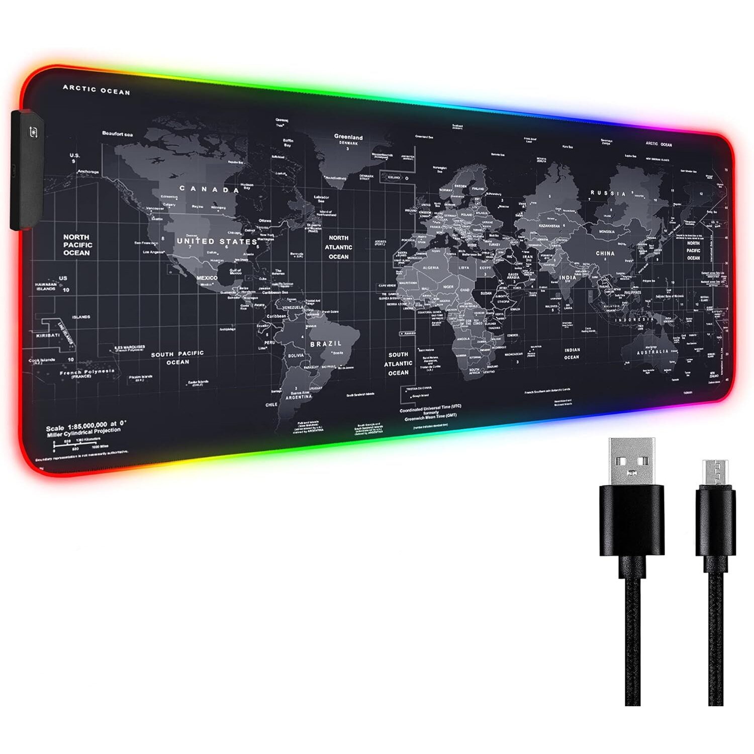 Mousepad Gaming Profesional, RGB, Iluminare LED 12 Moduri, 7 Culori ...