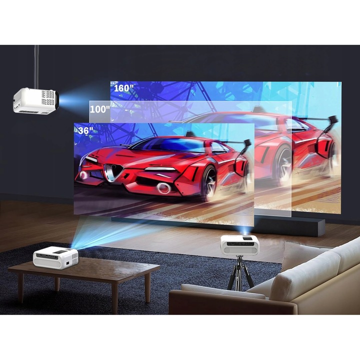 Mini videoproiector Zenwire e500s portabil WiFi Full HD 4K 7500lm ...