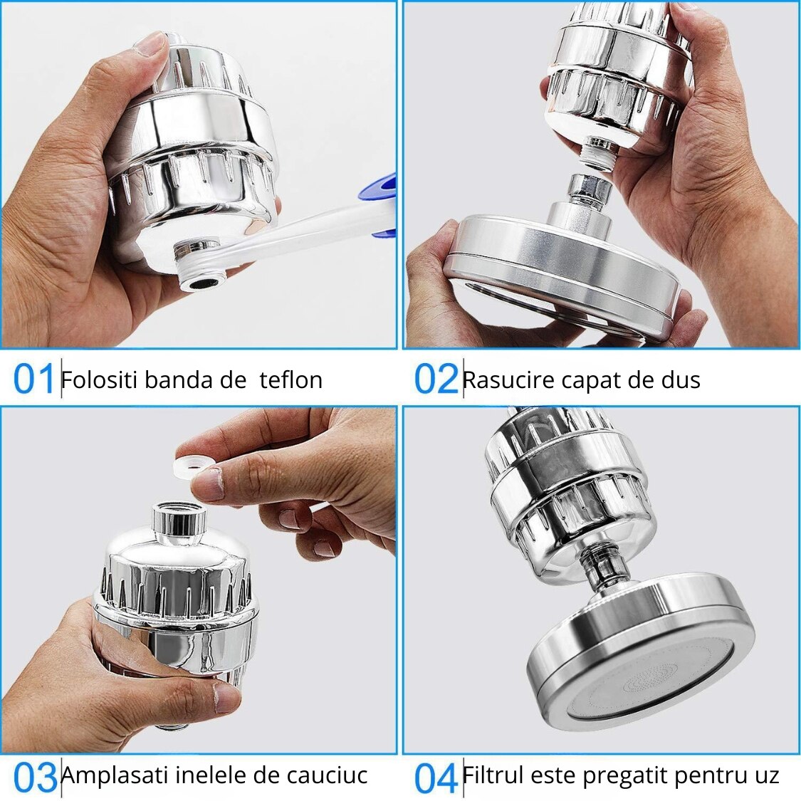 Filtru de apa pentru dus cu 20 de stagii de filtrare, Elimina ...