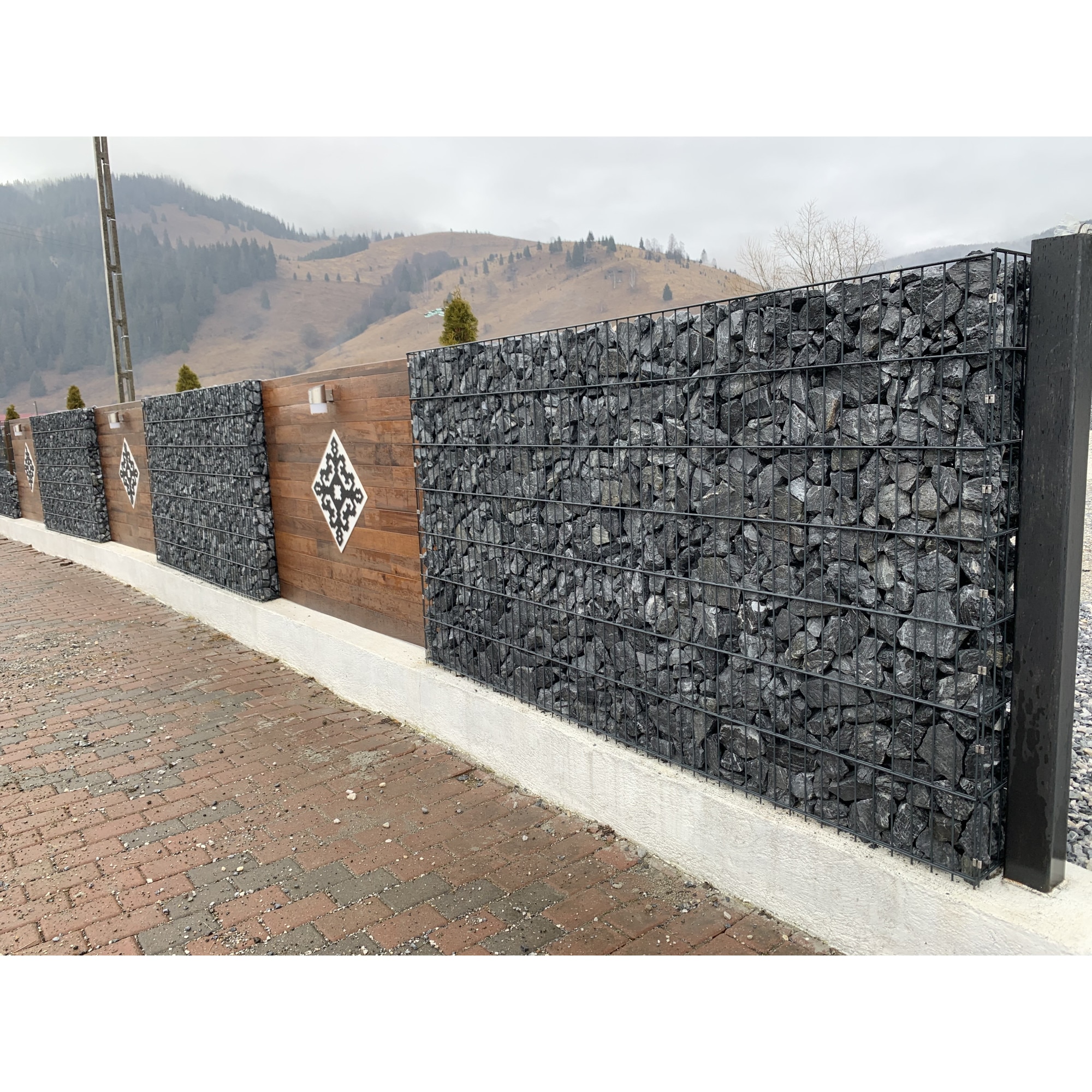 Gard gabion din panou drept 6-5-6, Antracit, Carcasa metalica ...