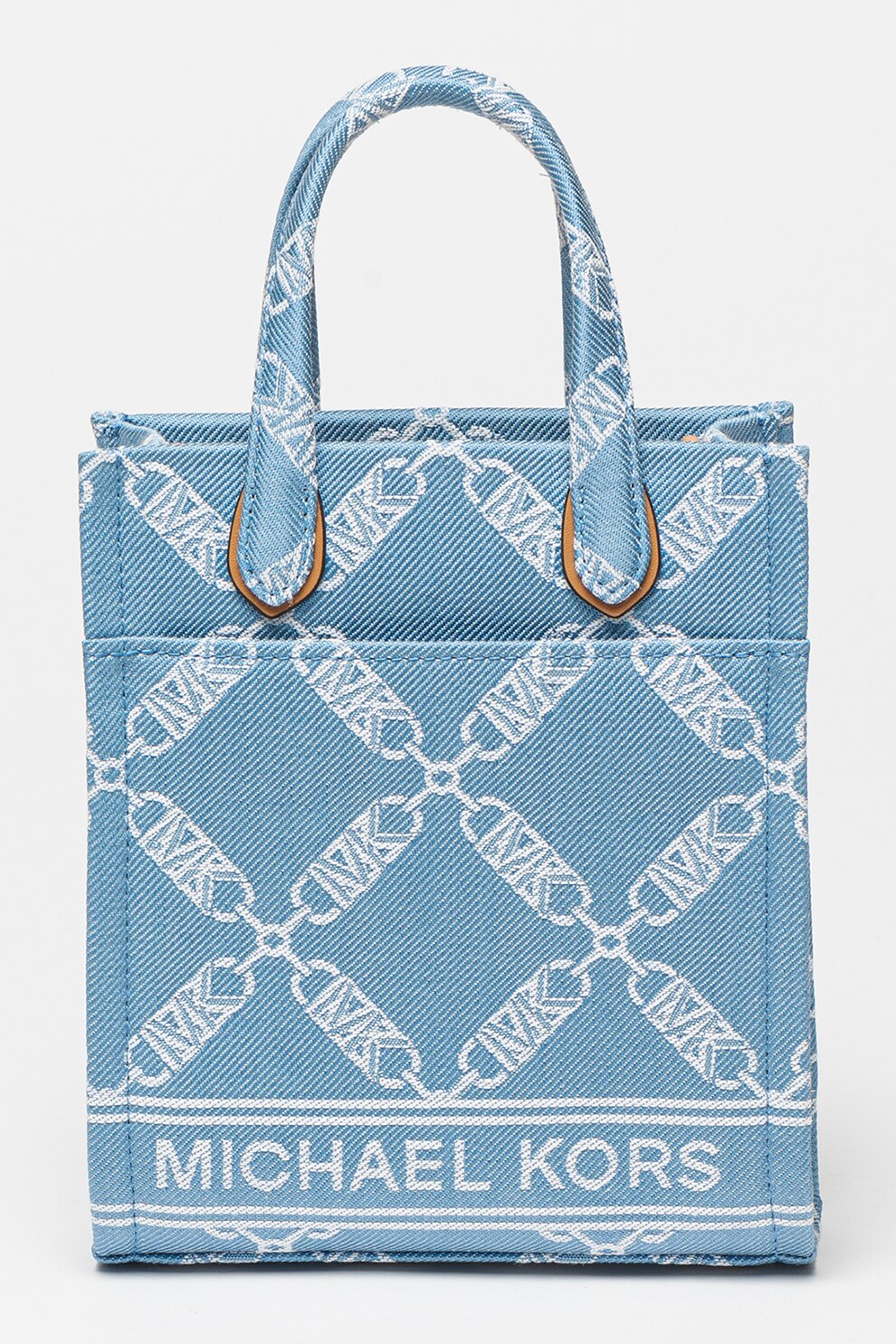 Michael Kors, Geanta din denim cu maner, Alb, Albastru - eMAG.ro