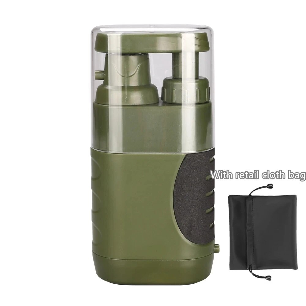 Filtru de apa, camping, portabil, supravietuire, cu pachet, verde - eMAG.ro