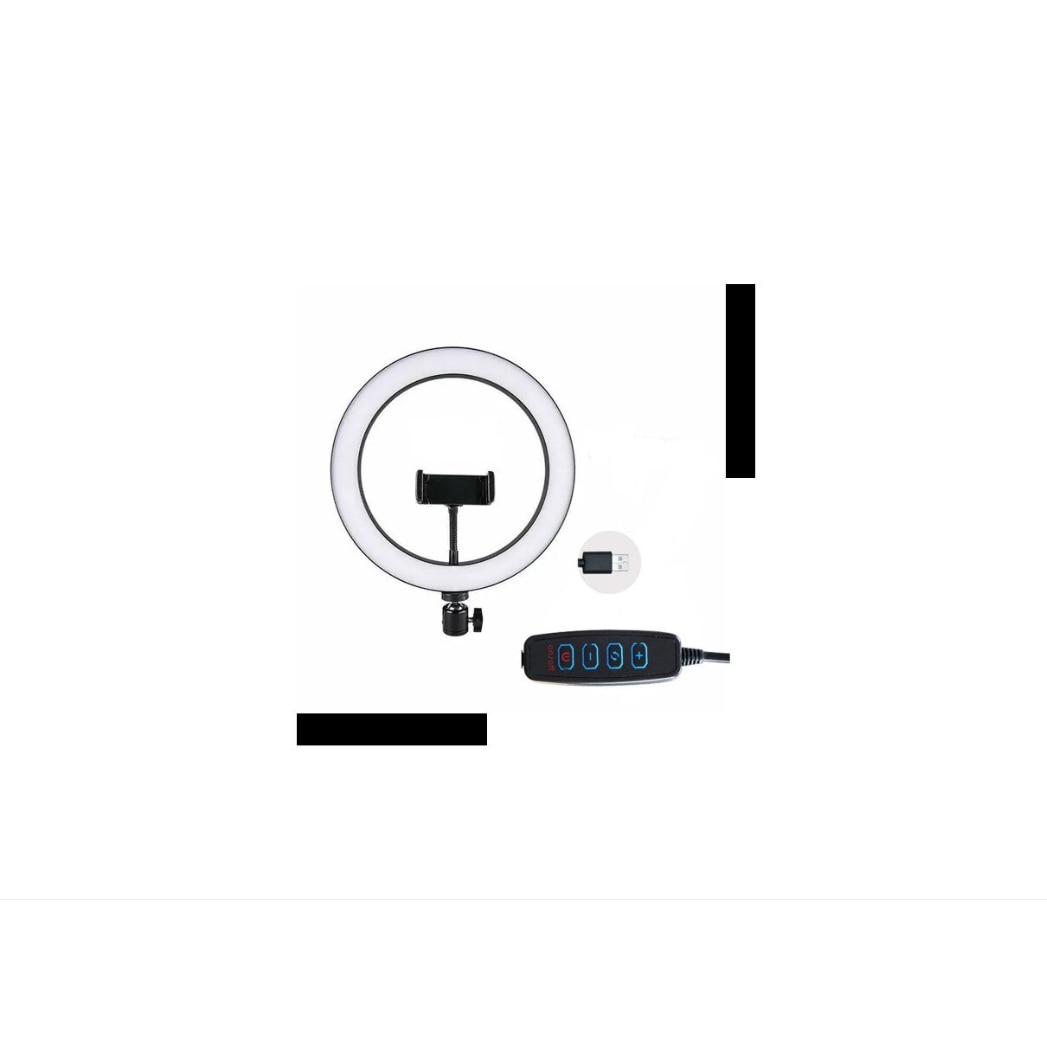 Lampa circulara cu trepied si suport pentru telefon, 120 led-uri, 3 tipuri de lumina. PROMERCO ...