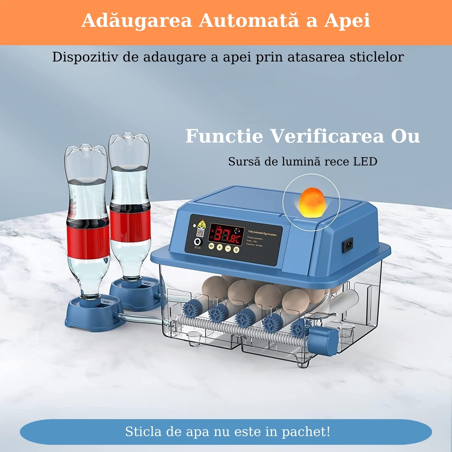 Incubator automat oua cu afisaj de temperatura, umiditate si intoarcere ...