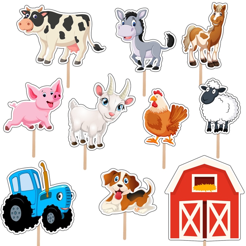 Set 10 figurine tort Ferma, KZE Prints, Photo Paper Glossy - eMAG.ro