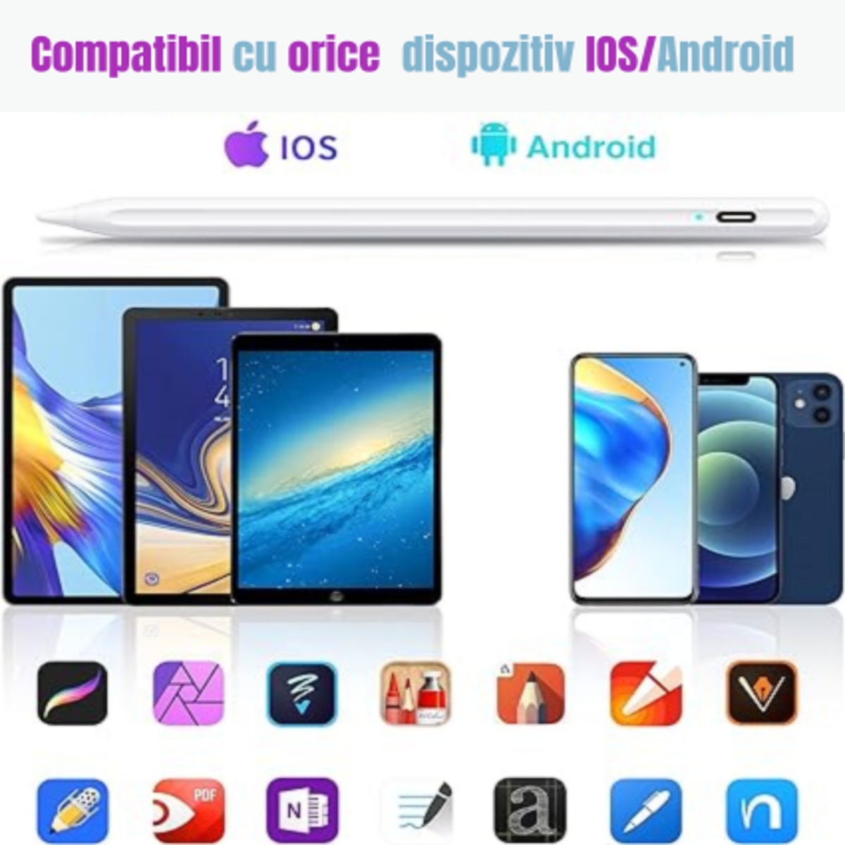 Stylus Ipad Pen Universal, Louluna, Creion pentru Touch Screen, Pix ...