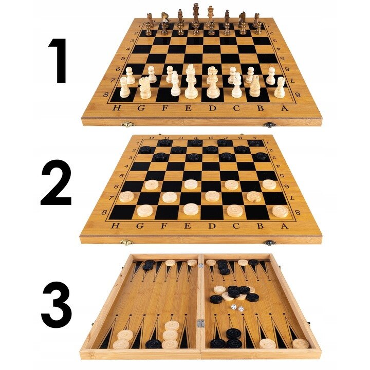 Joc sah si table din lemn, 48x48 cm, toate piesele incluse, maro - eMAG.ro