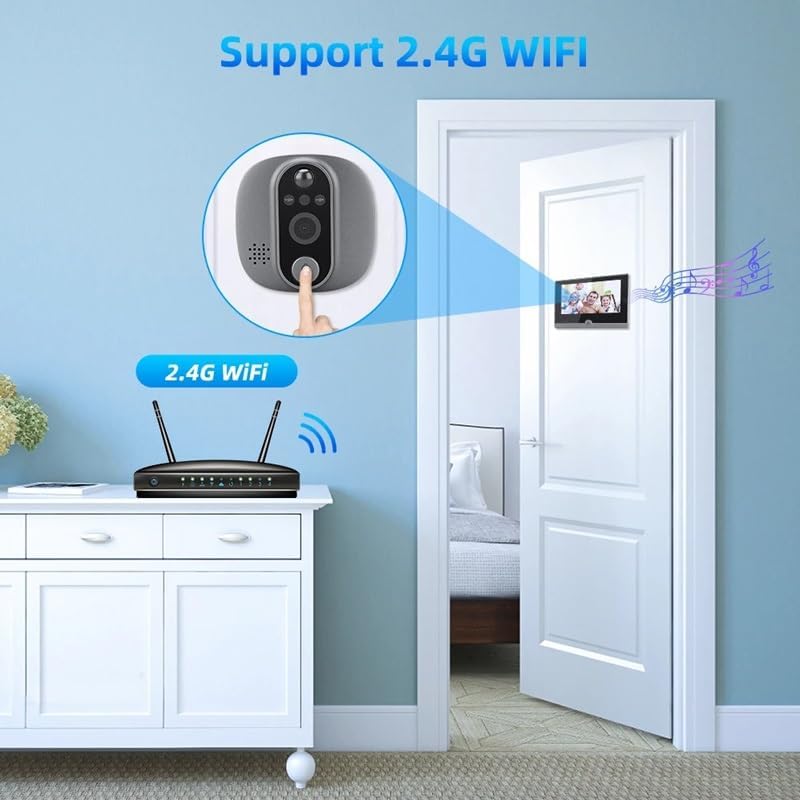 Vizor digital Wireless Tuya Smart pentru usi, vedere nocturna infrarosu ...