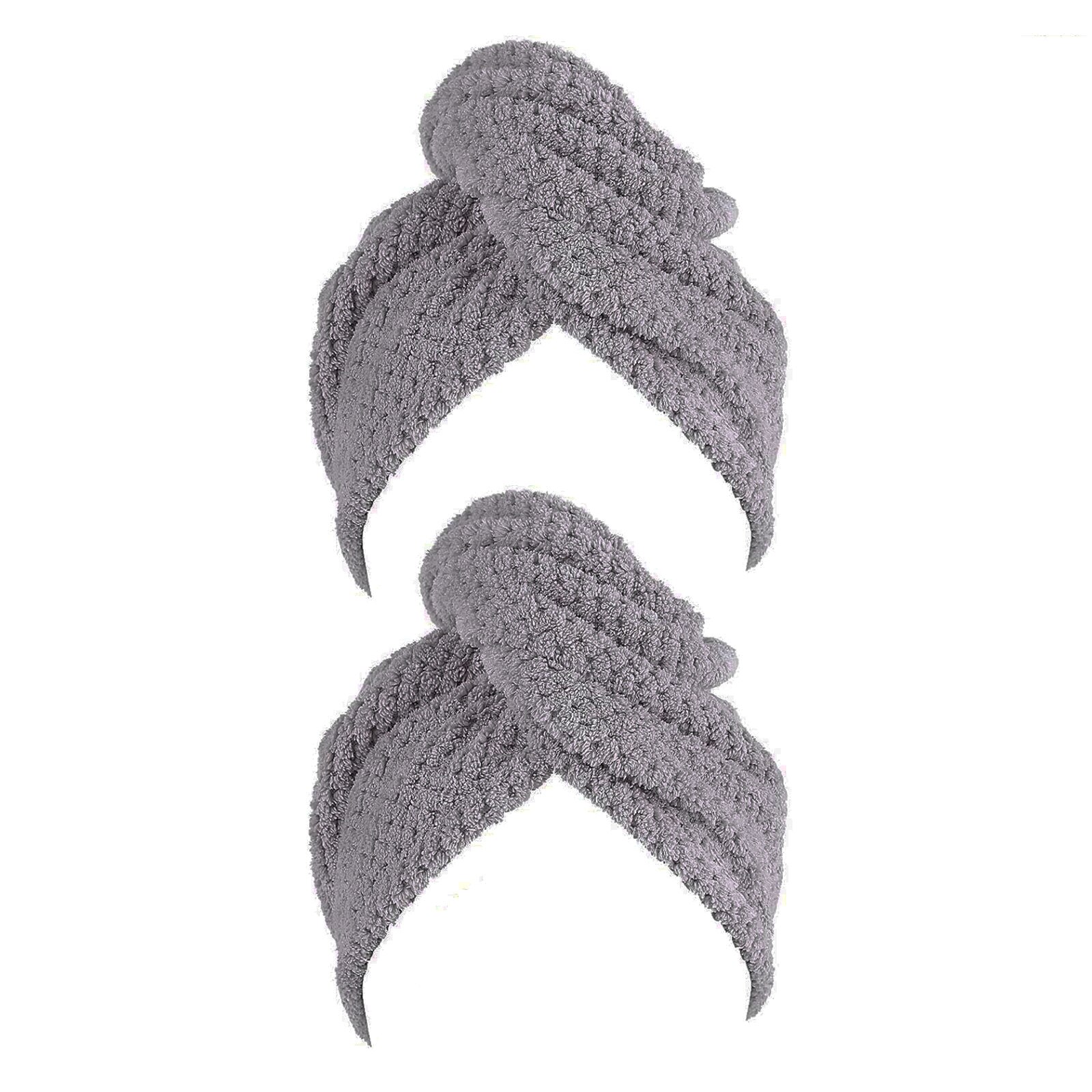 Set 2 prosop pentru uscat parul din microfibra, NUODWELL, Cu nasture ...