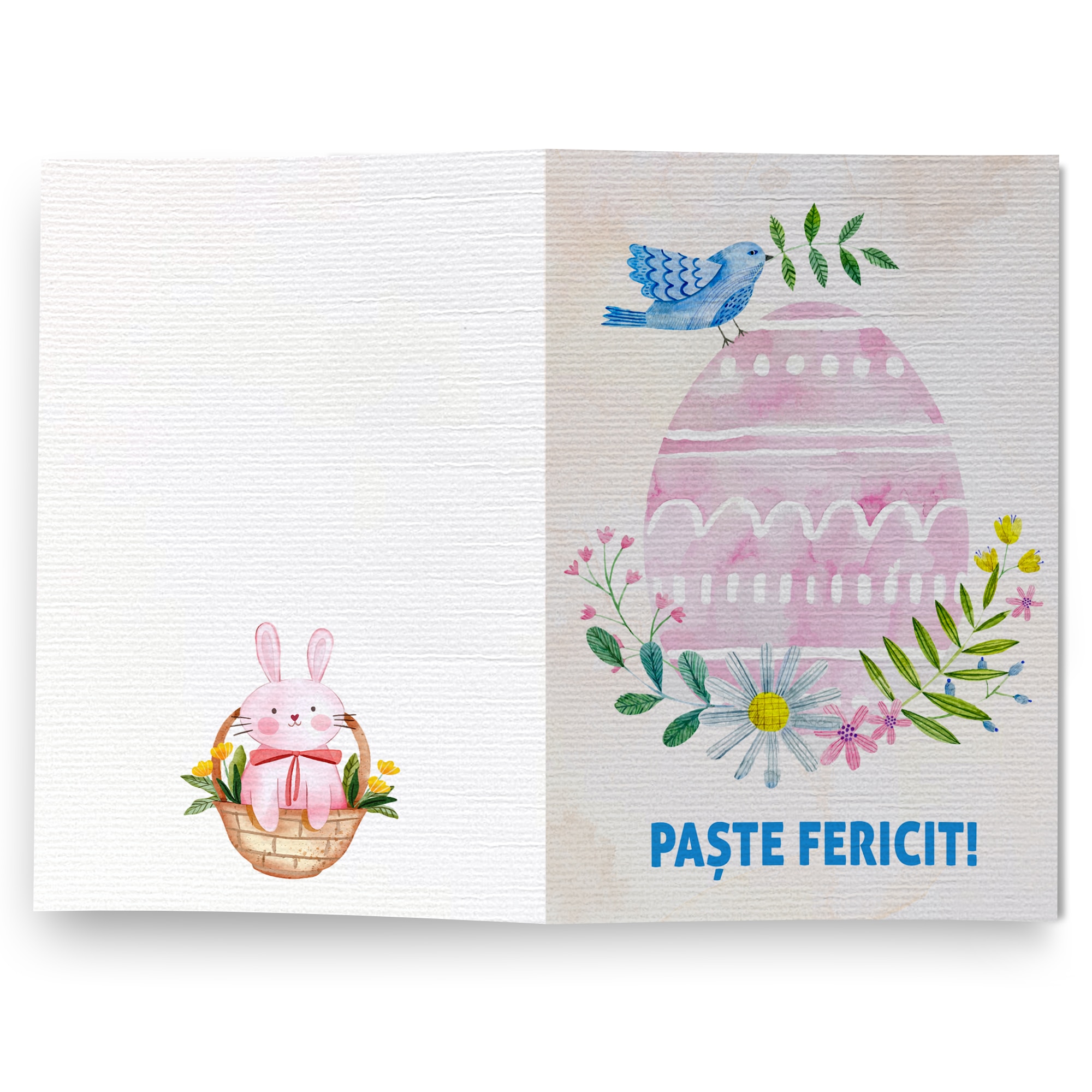 Felicitare pliata Paste 10x15 cm cu plic albastru inclus, carton ...