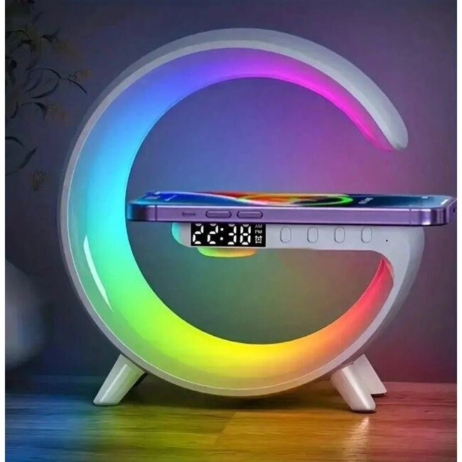 Lampa Smart LED RGB dimabila, Incarcator rapid 15W wireless, Lumini ...