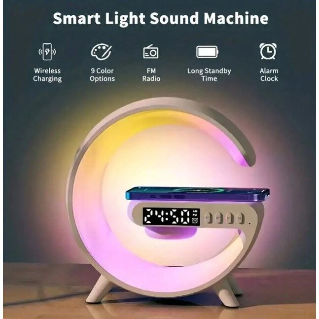 Lampa Smart LED RGB dimabila, Incarcator rapid 15W wireless, Lumini ...