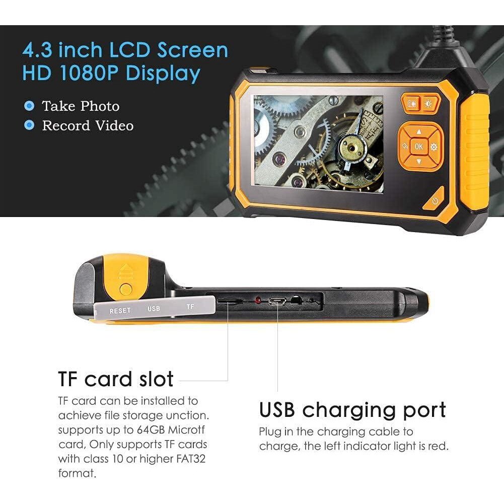 Camera inspectie endoscop, MOSMAOO®, IP67, LCD display 4.3 inch, 8mm ...