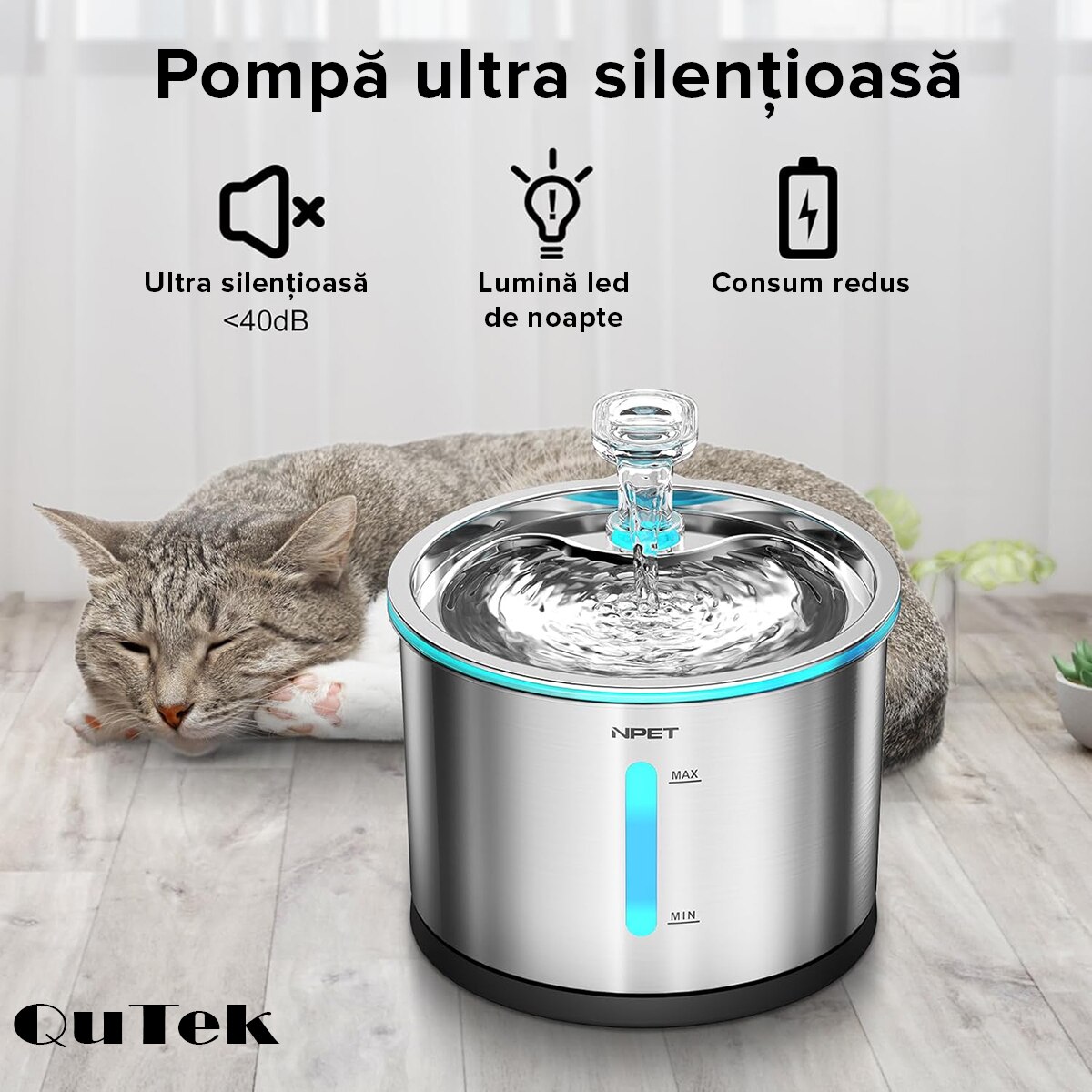 Автоматичен диспенсър за вода тип фонтан 1 5 л неръждаема стомана Led