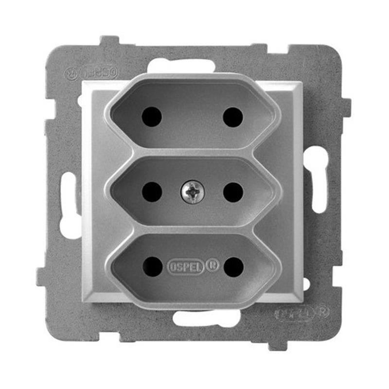 Priza tripla Ospel, Plastic, 16A, IP20, Argintiu - eMAG.ro