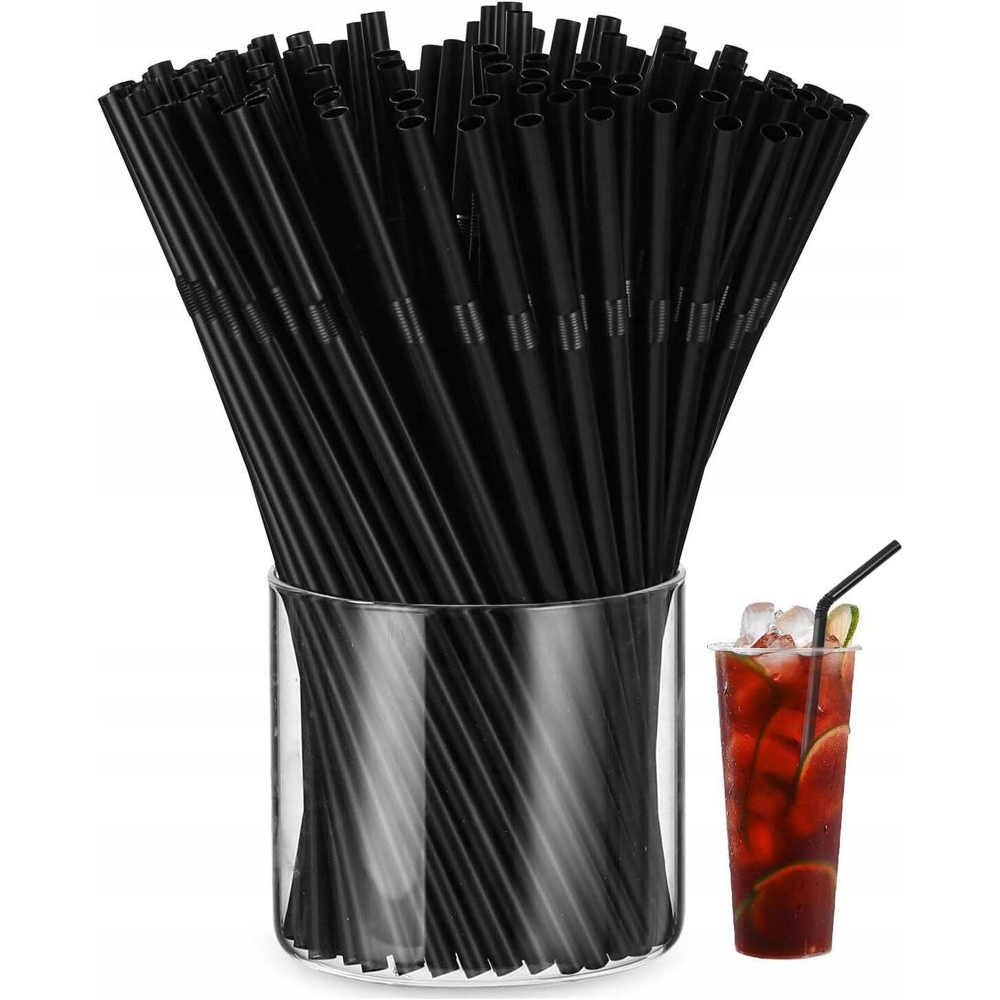 Set 100 de paie, Luka, Plastic, Negru - eMAG.ro