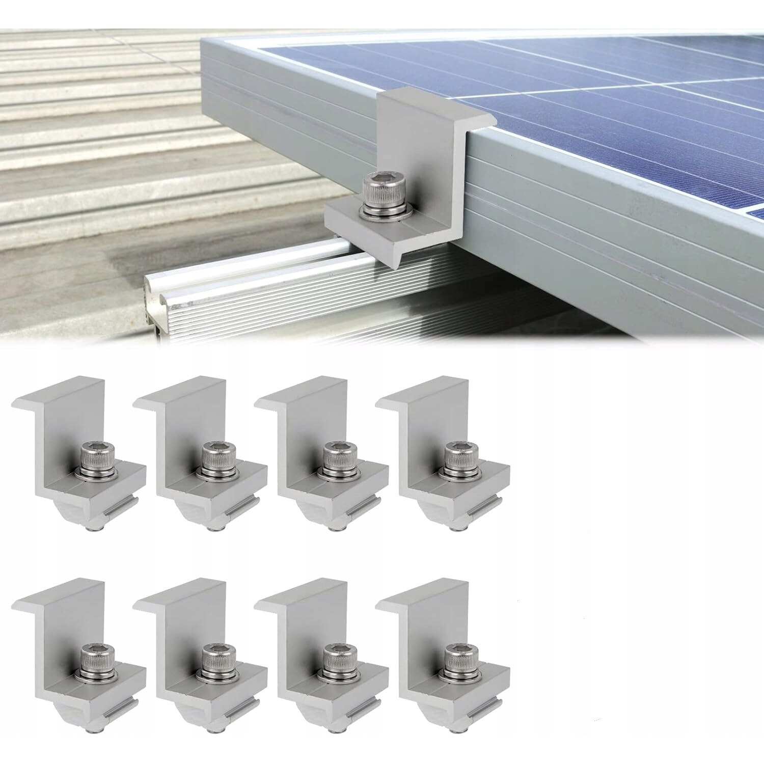 Set 8 cleme pentru panou solar, Luka, Aluminiu, Argintiu - eMAG.ro