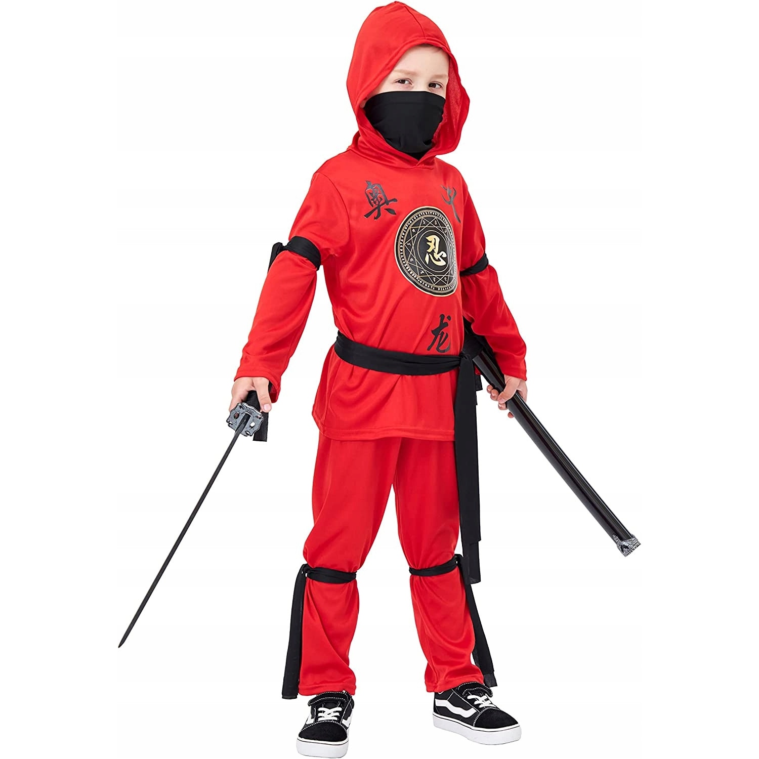 Costum ninja copii, Luka, Poliester, 180cm, Rosu/Negru - eMAG.ro