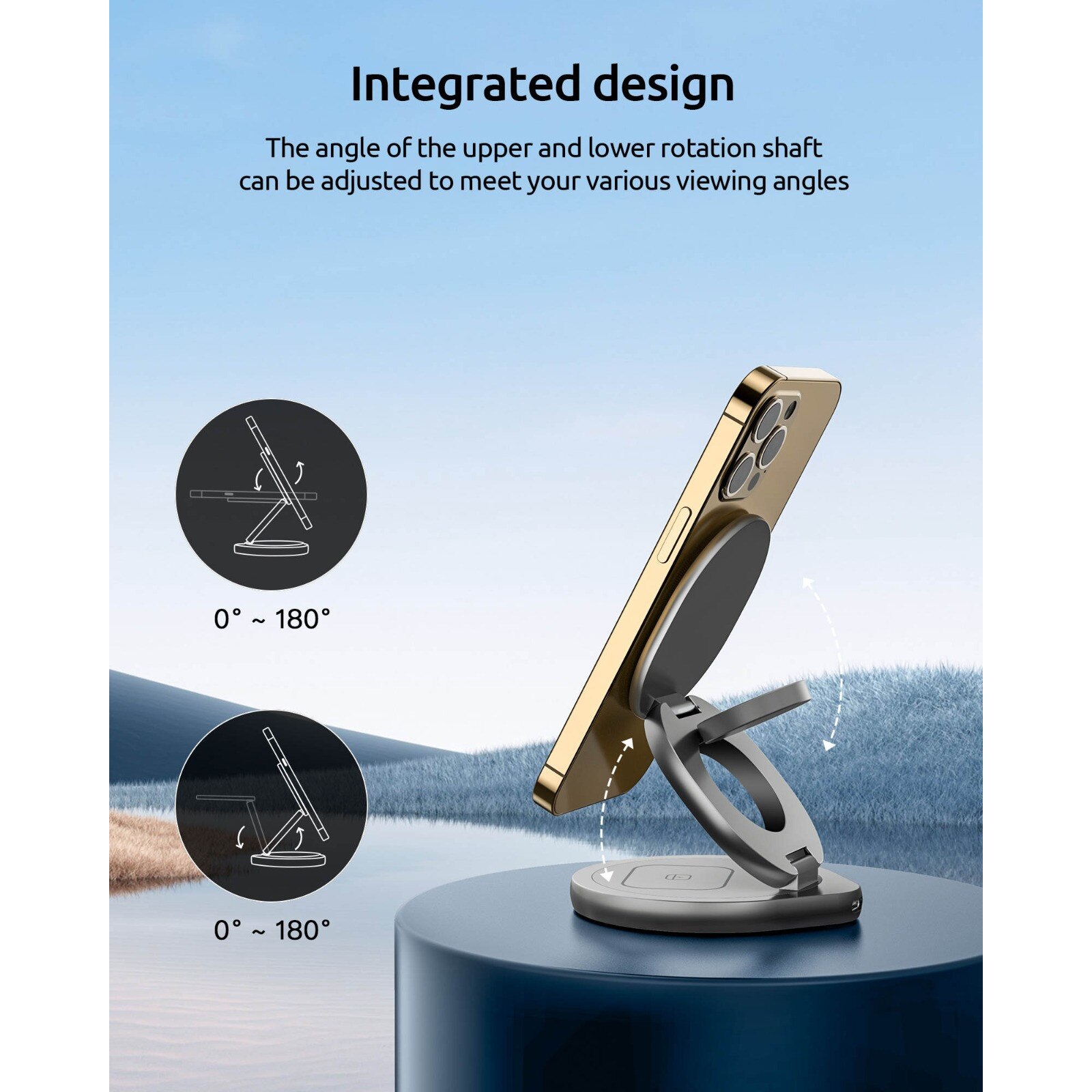 Incarcator Wireless pliabil 3 in 1, MagSafe, Multifunctional, 15W, Gri ...