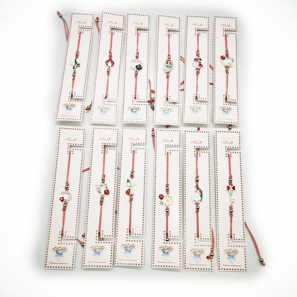 Set 12 Bratari de Martisor, reglabile, Diverse Simboluri, ambalate ...