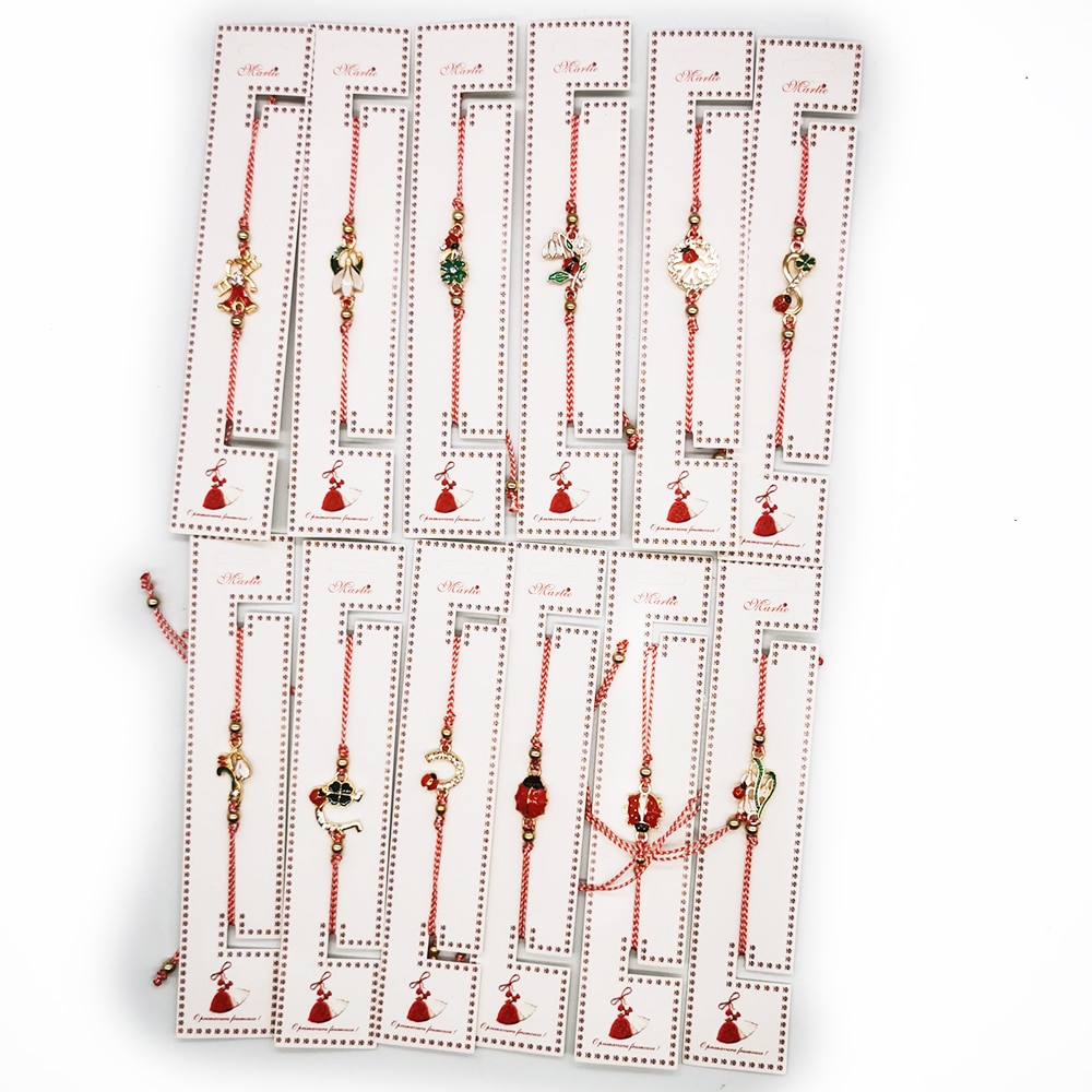 Set 12 Bratari de Martisor, reglabile, Diverse Simboluri, ambalate ...
