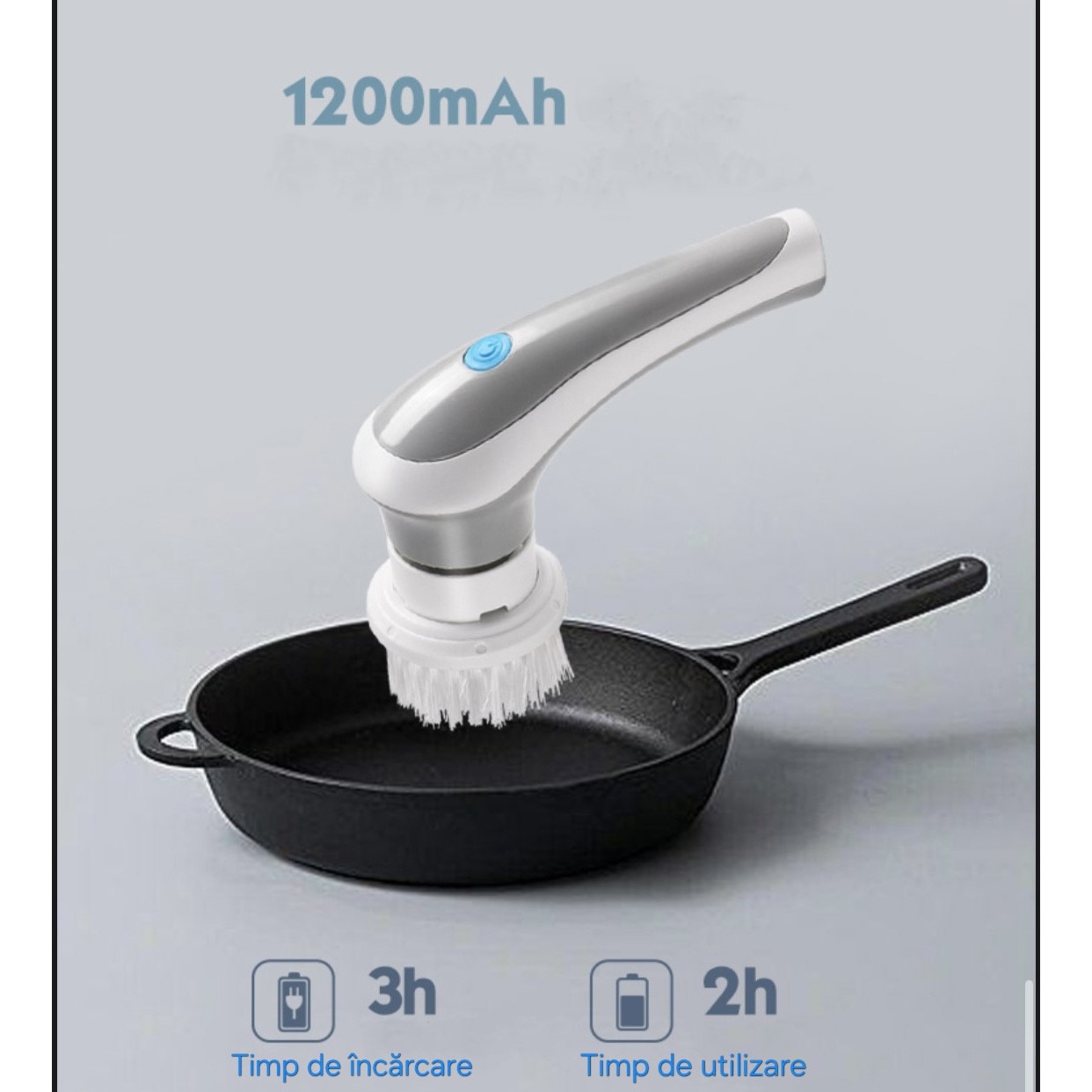 Perie electrica de curatare, multifunctionala, fara fir, 3 capete ...