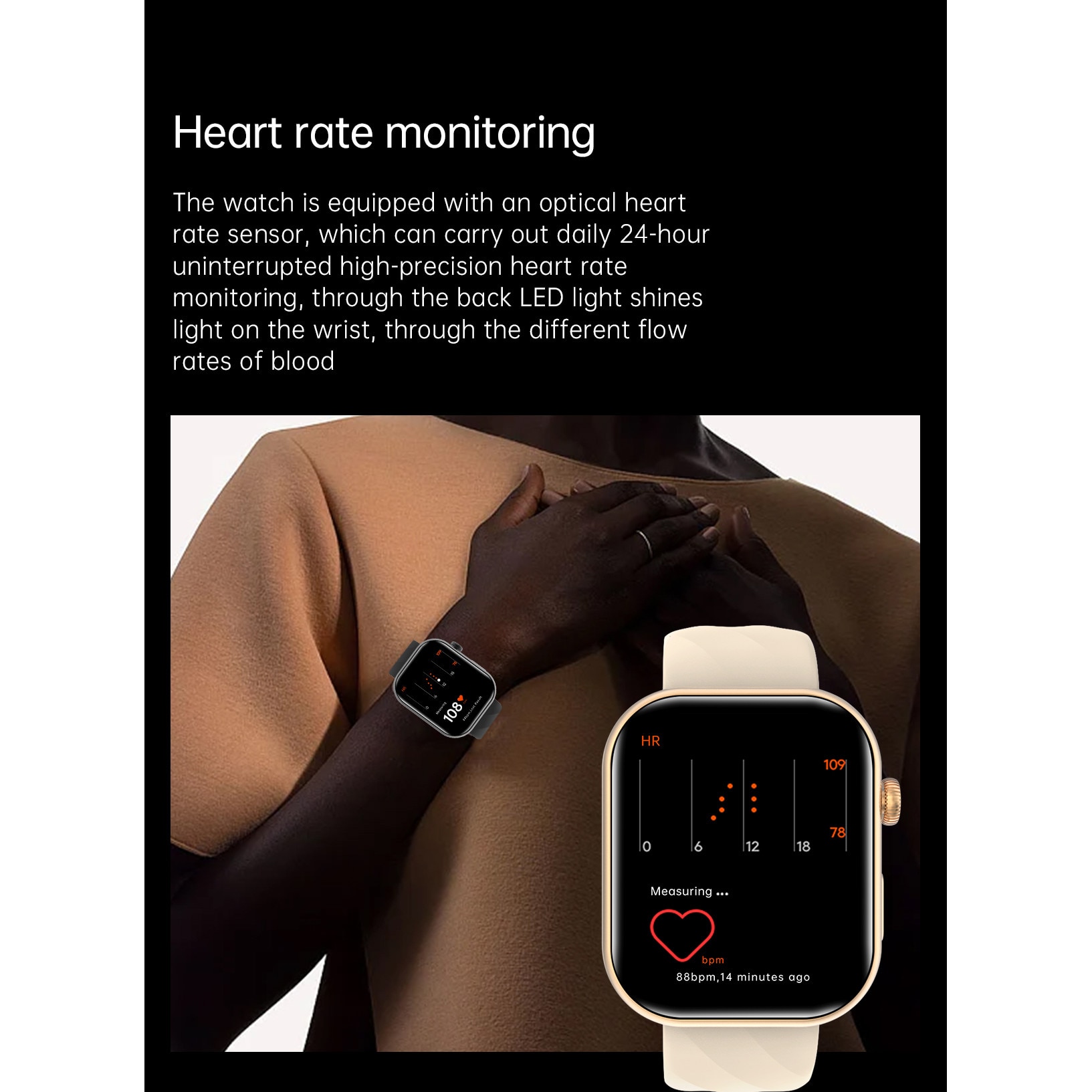 Smartwatch cu functie de telefon, HalfYue, 2.0 inchi, Ritm cardiac ...