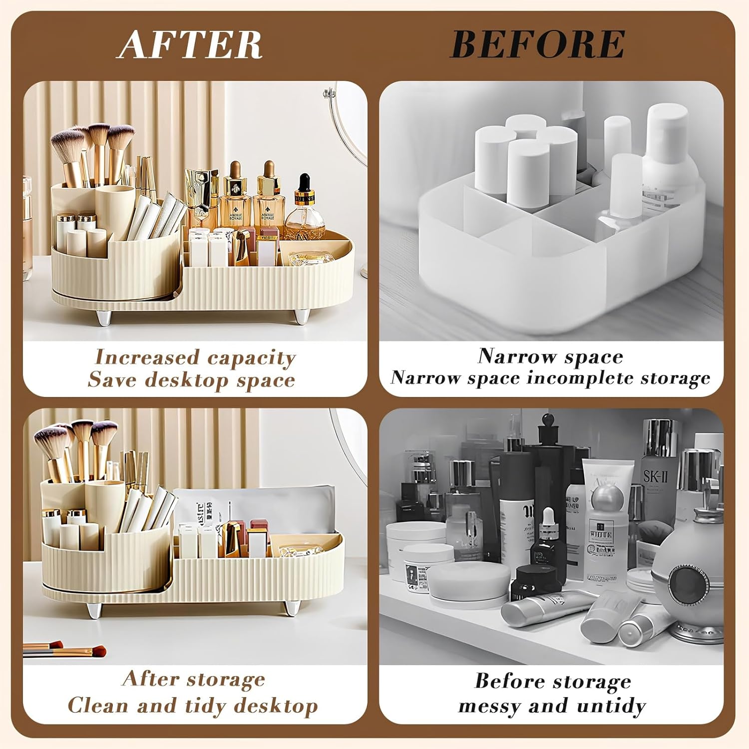 Органайзер за козметични продукти, MunDeir®, ротация на 360°, 34,5 x 14 ...