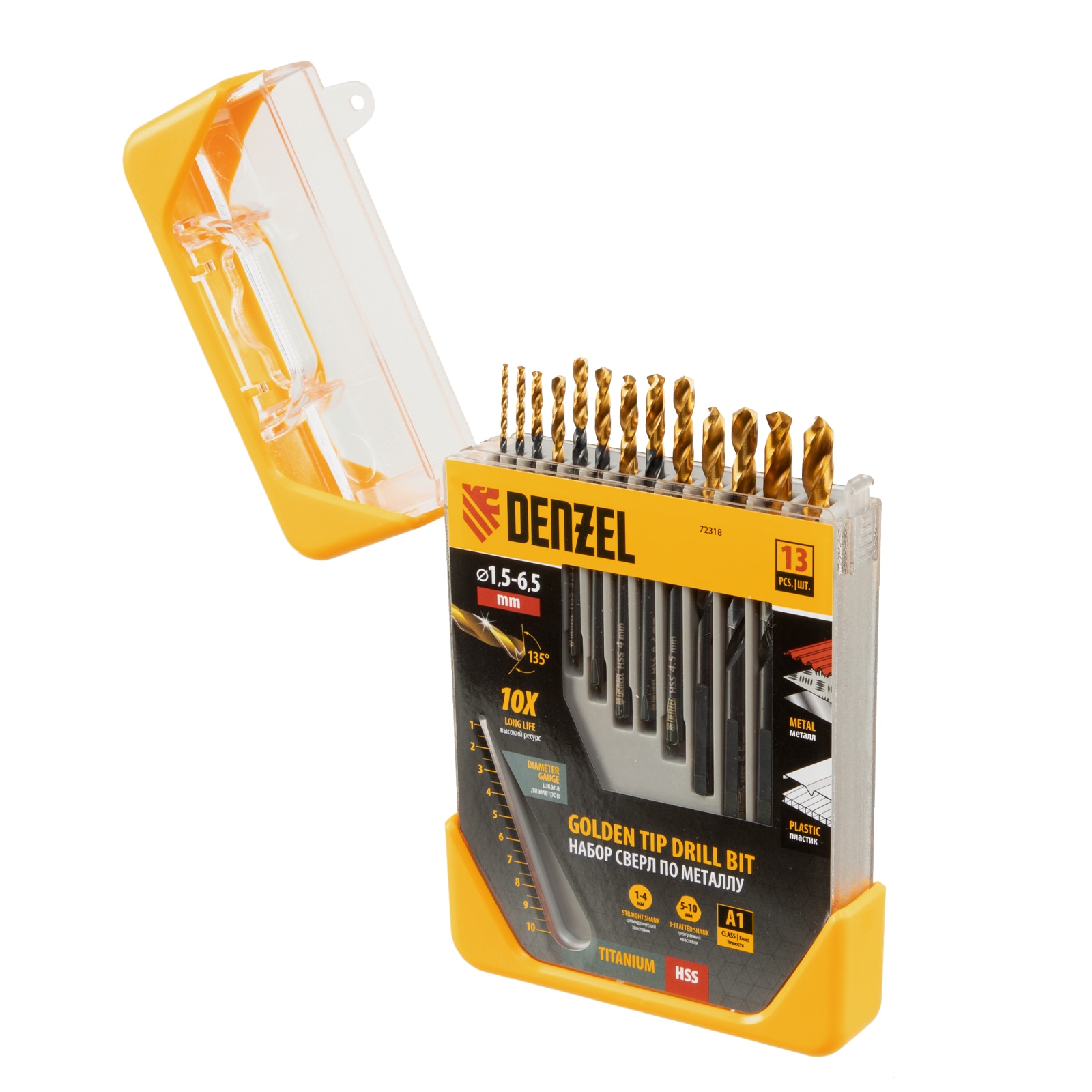 Set burghie pentru metal, 1, 5-6, 5 mm, HSS - Tin, Golden Tip, 13 buc ...