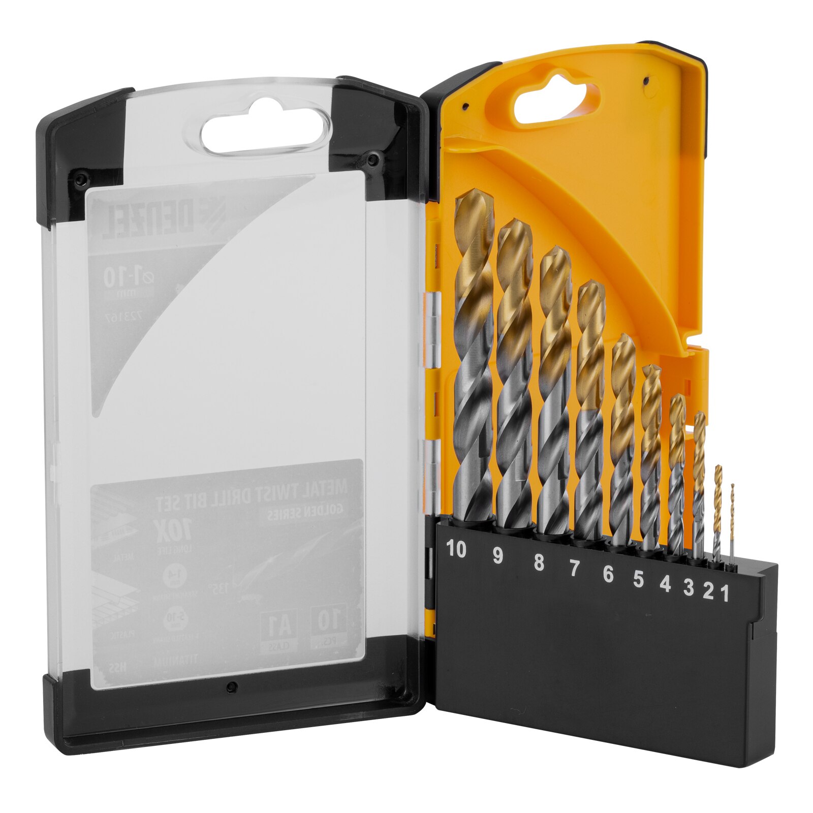 Set burghie pentru metal, 1-10 mm, HSS - Tin, Golden Tip, 10 buc ...