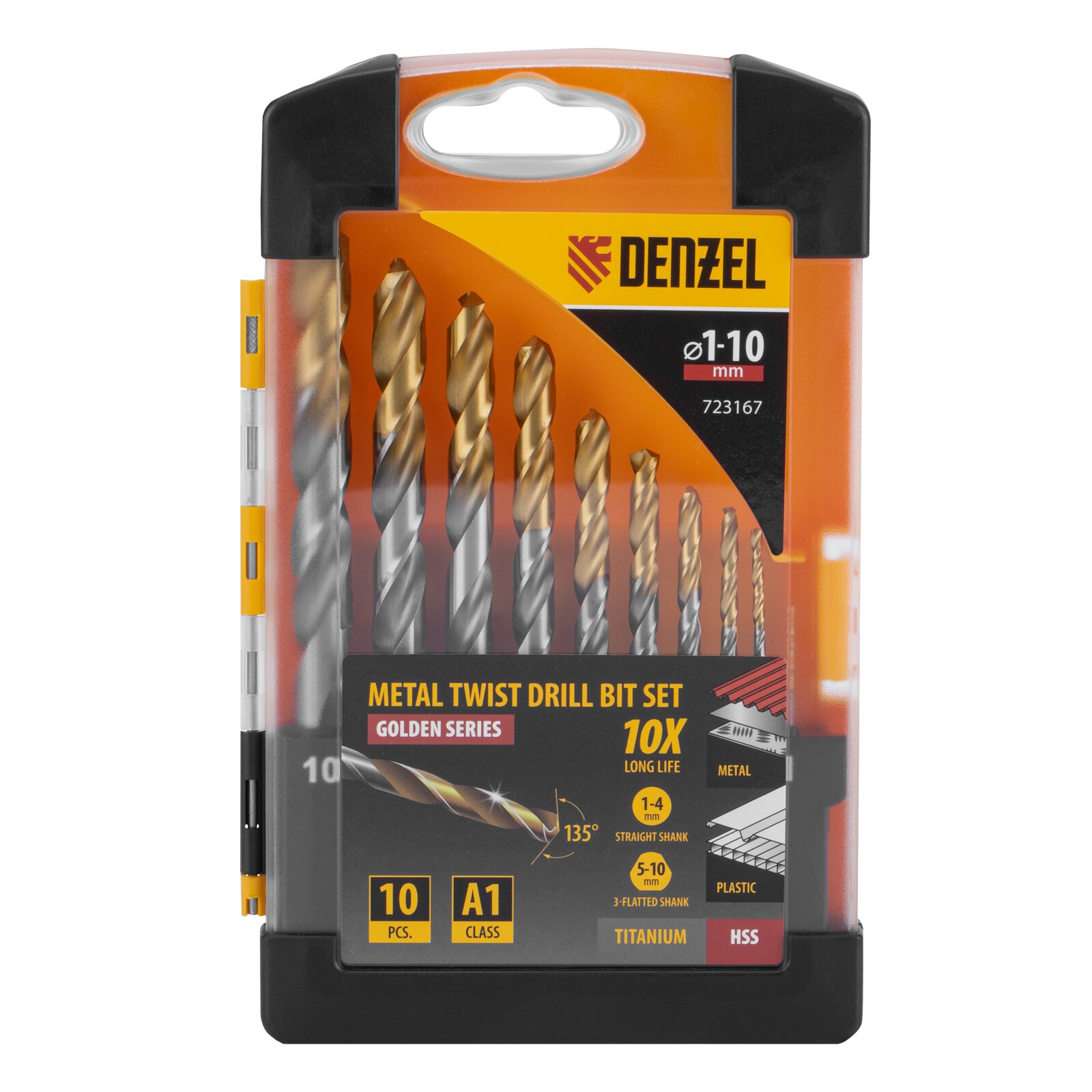 Set burghie pentru metal, 1-10 mm, HSS - Tin, Golden Tip, 10 buc ...