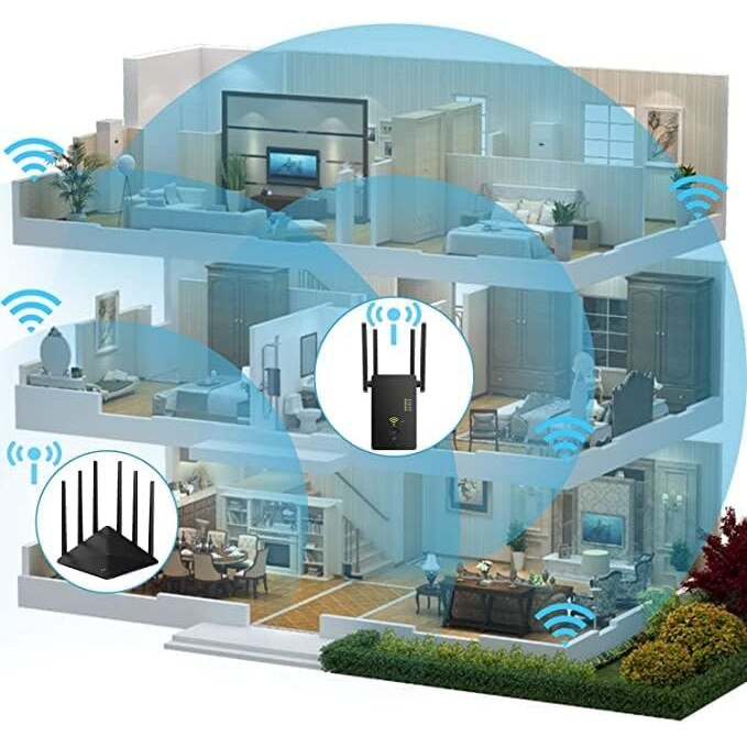 Amplificator Semnal Wireless, MOSMAOO®,1200Mbps, Retea 5G si 2.4G, 4 ...