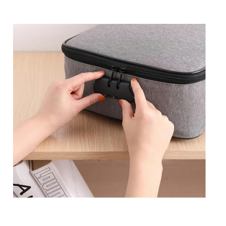 Husa depozitare acte si documente, cu cifru, 24.5x18.5x10cm, Gri - eMAG.ro