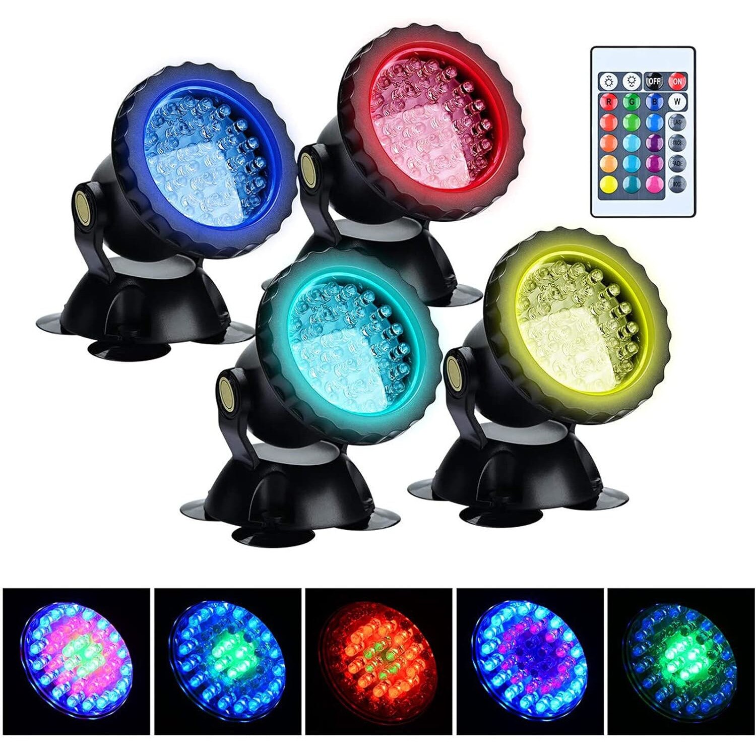 Set de 4 lampi subacvatice pentru piscina, acvariu, iaz, fantana ...