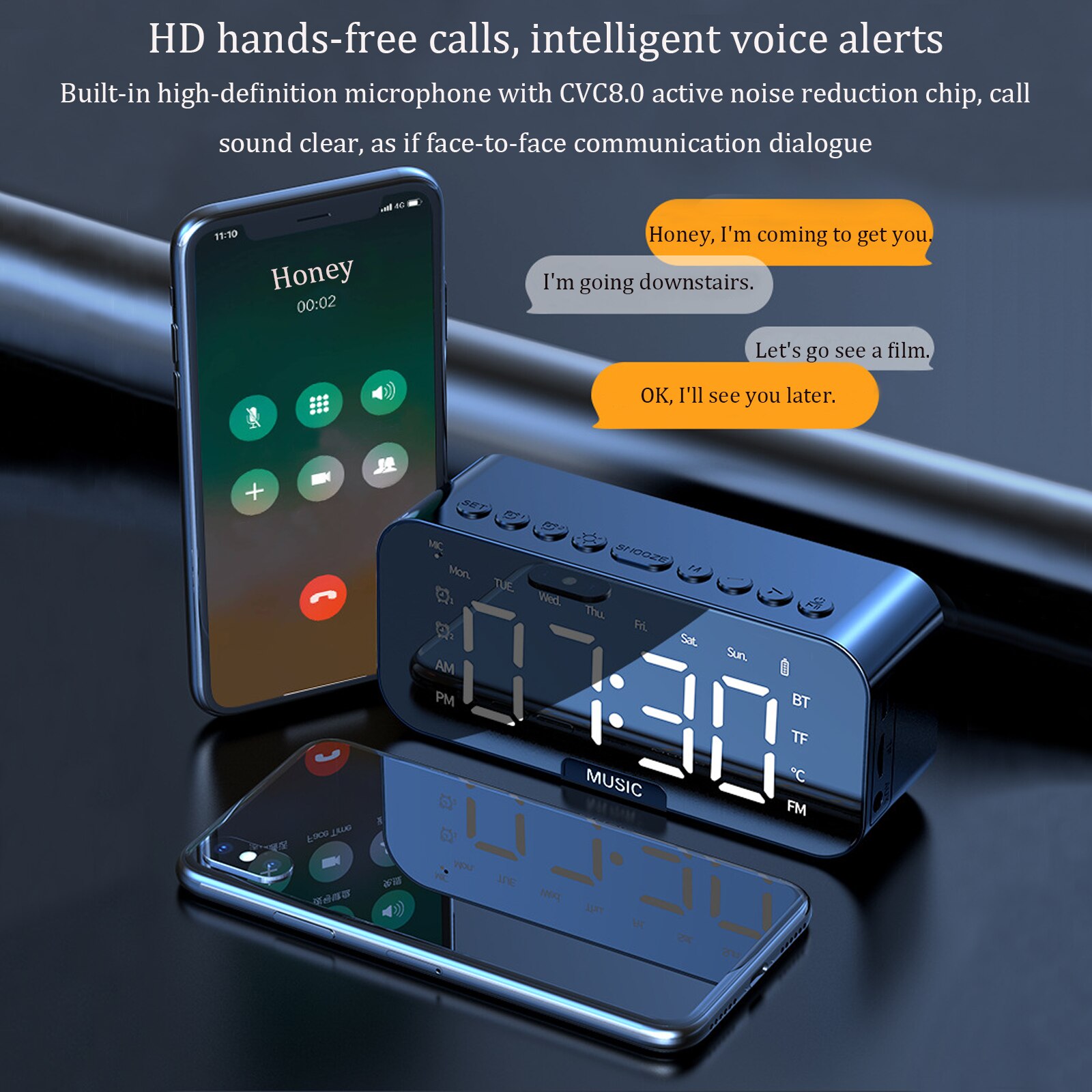 Radio cu ceas, 2 Alarma, Difuzor Bluetooth, Cu Afisarea temperaturii si ...