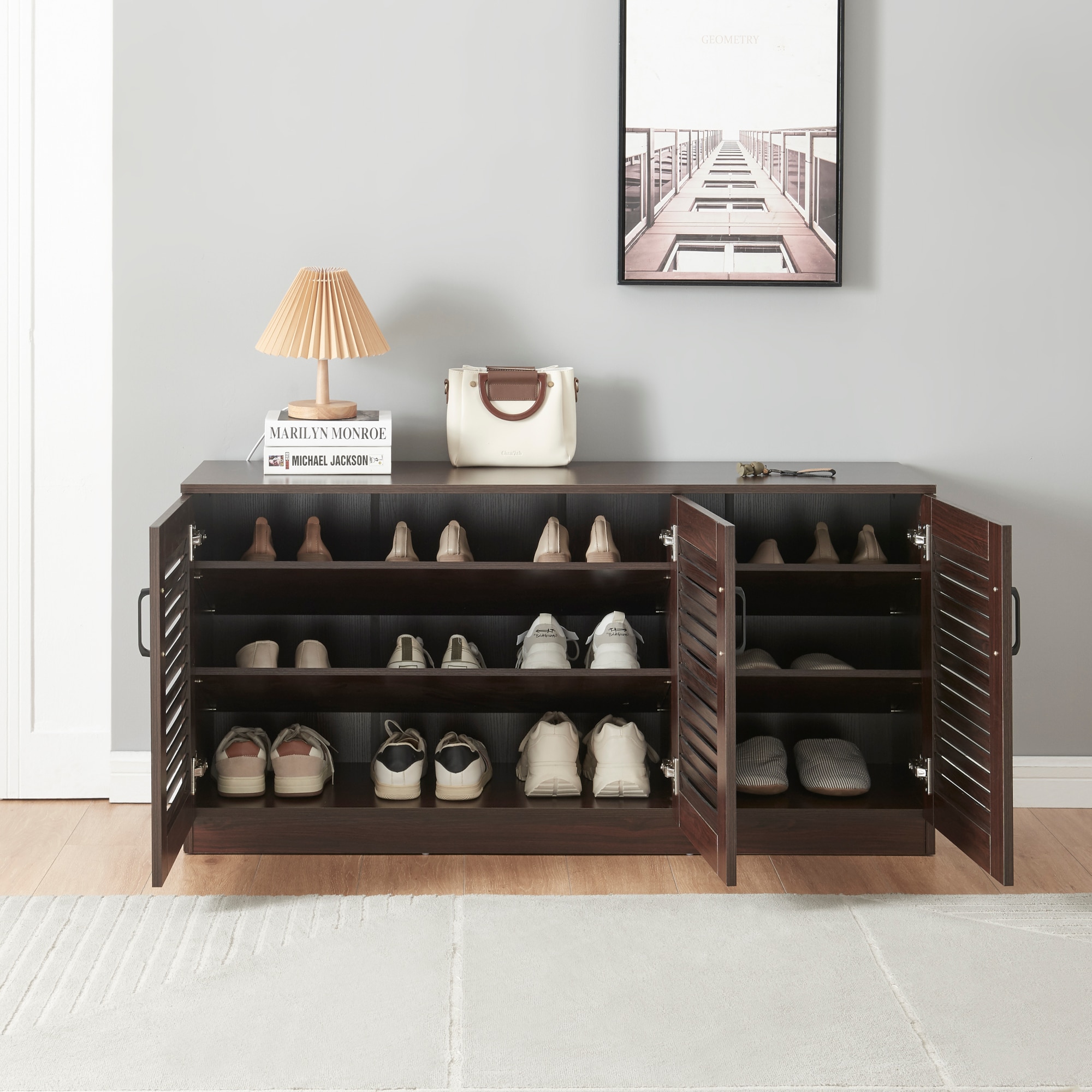 Dulap pantofi, en.casa, PXAT-2233 Loten, 62 x 125 x 36 cm, mdf, wenge ...