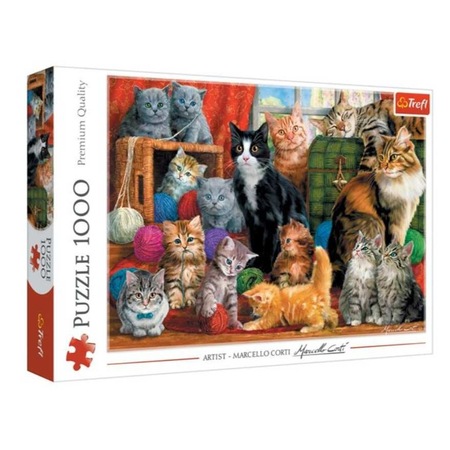 Puzzle mare 1000 piese, imagine cu pisici, Multicolor, 63, 3x48 cm ...