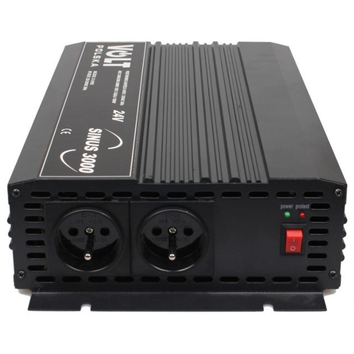 Invertor auto, VOLT POLSKA, SINUS 3000, 1500W continuu, 3000W impuls, 24V/230V, USB, Negru - eMAG.ro