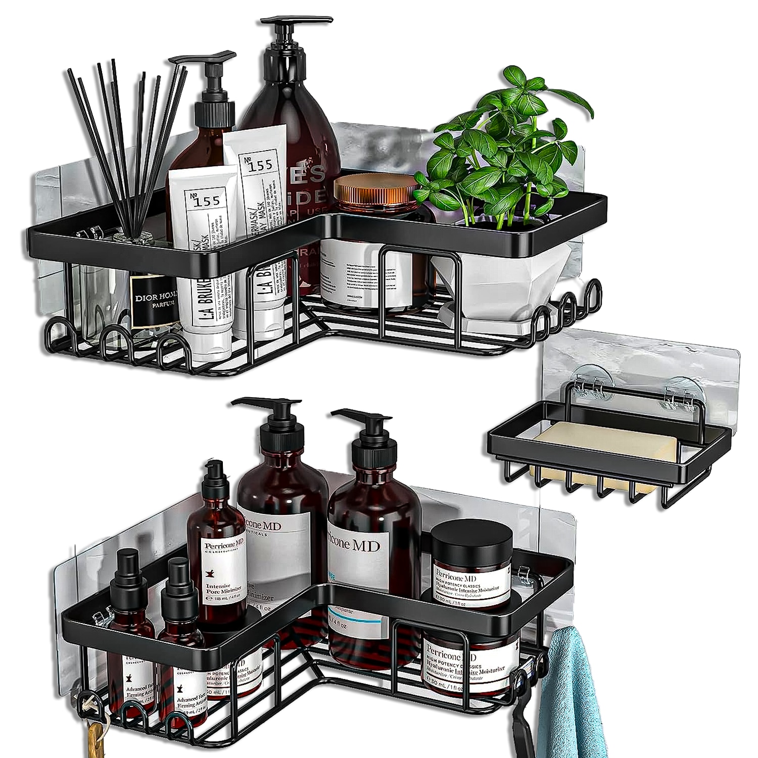 Raft de dus, etajera de colt pentru baie, depozitare in bucatarie ...