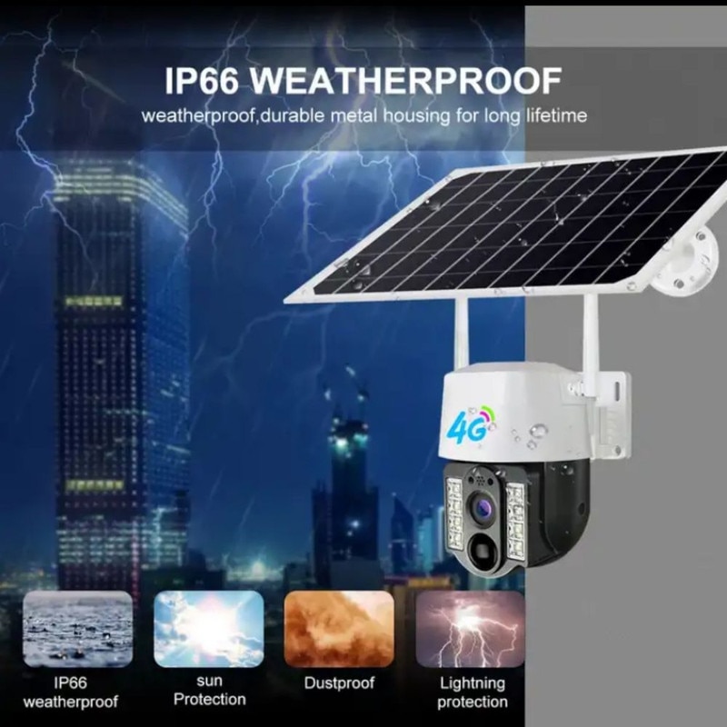 Camera solara de securitate, 3MP, V380 4G, Slot SIM, Senzor de imagine ...