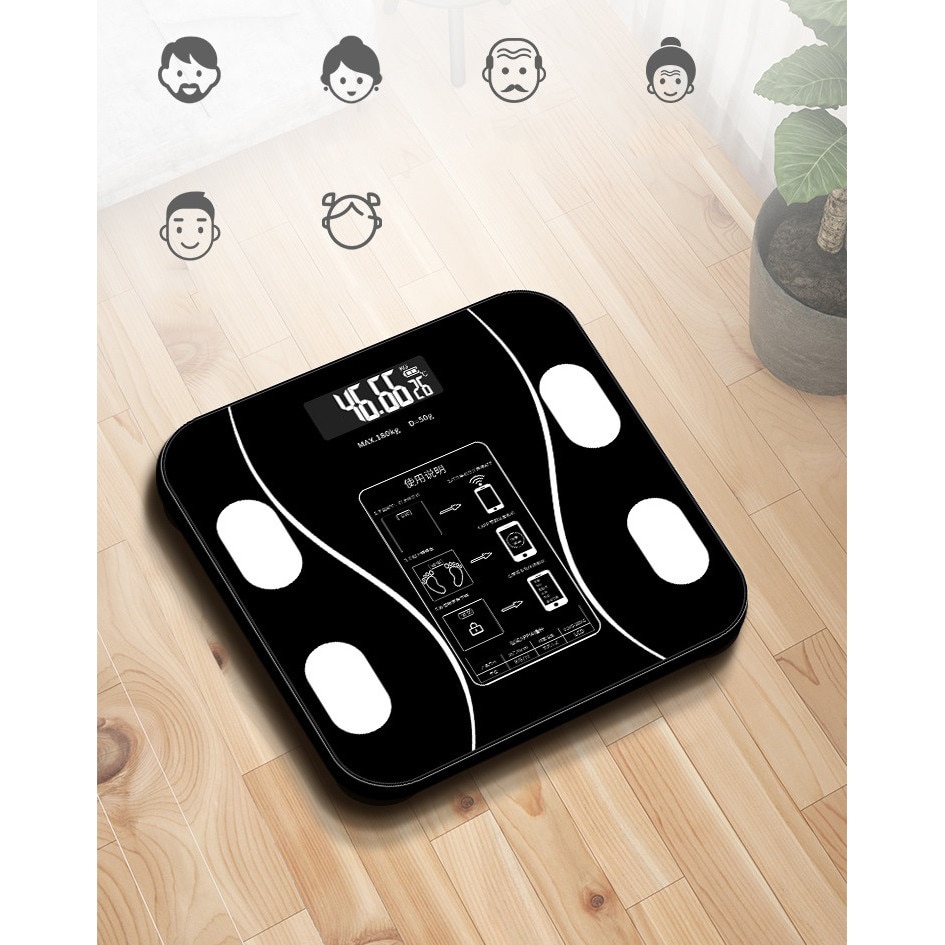 Body Scale Smart MRG M8501, Bluetooth Intligent App, Electronic, Черен ...